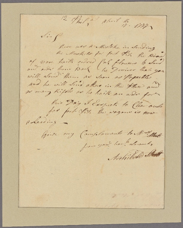 Letter to Brig. Gen. [Edward] Hand, Lancaster – NYPL Print Store